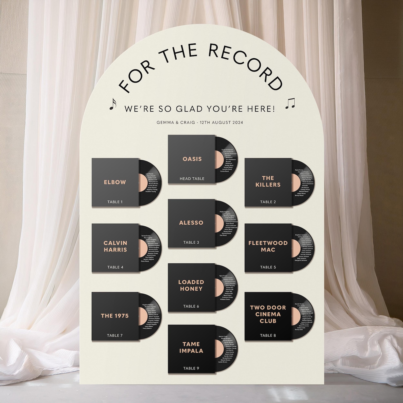 Record Table Plan, Record Seating Chart, Music Theme Wedding, Vinyl ...