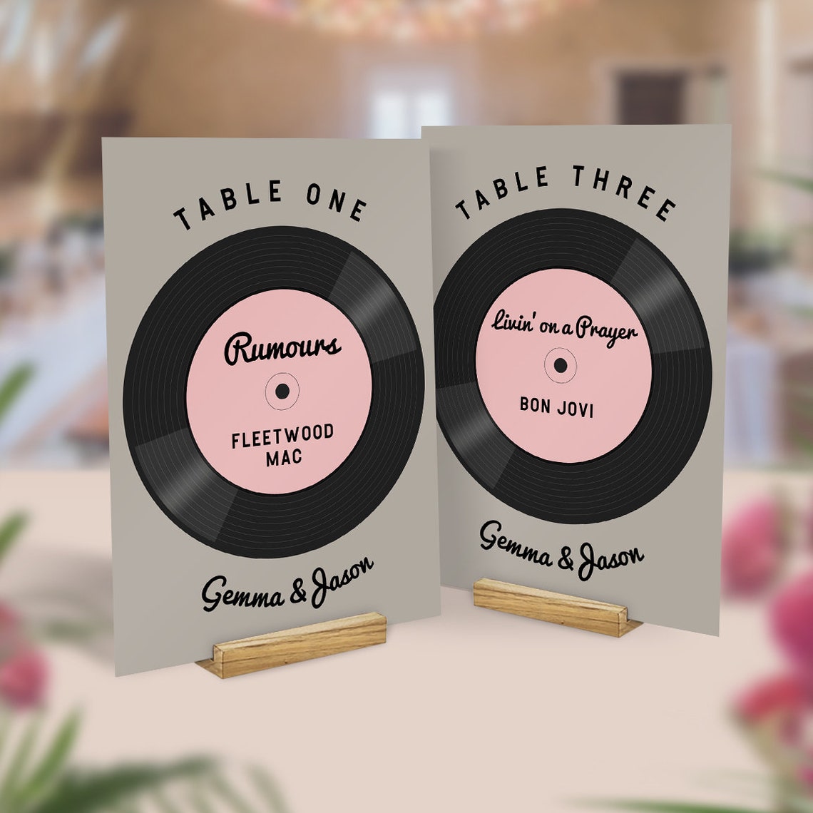 Record Table Cards, Music Theme Wedding Table Names, Vintage Vinyl ...