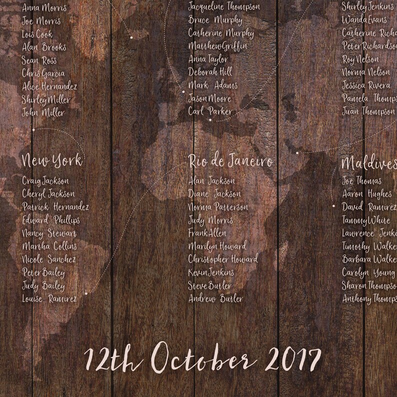 Rustic Wedding Seating Chart World Map Table Plan Table Plan - Etsy UK