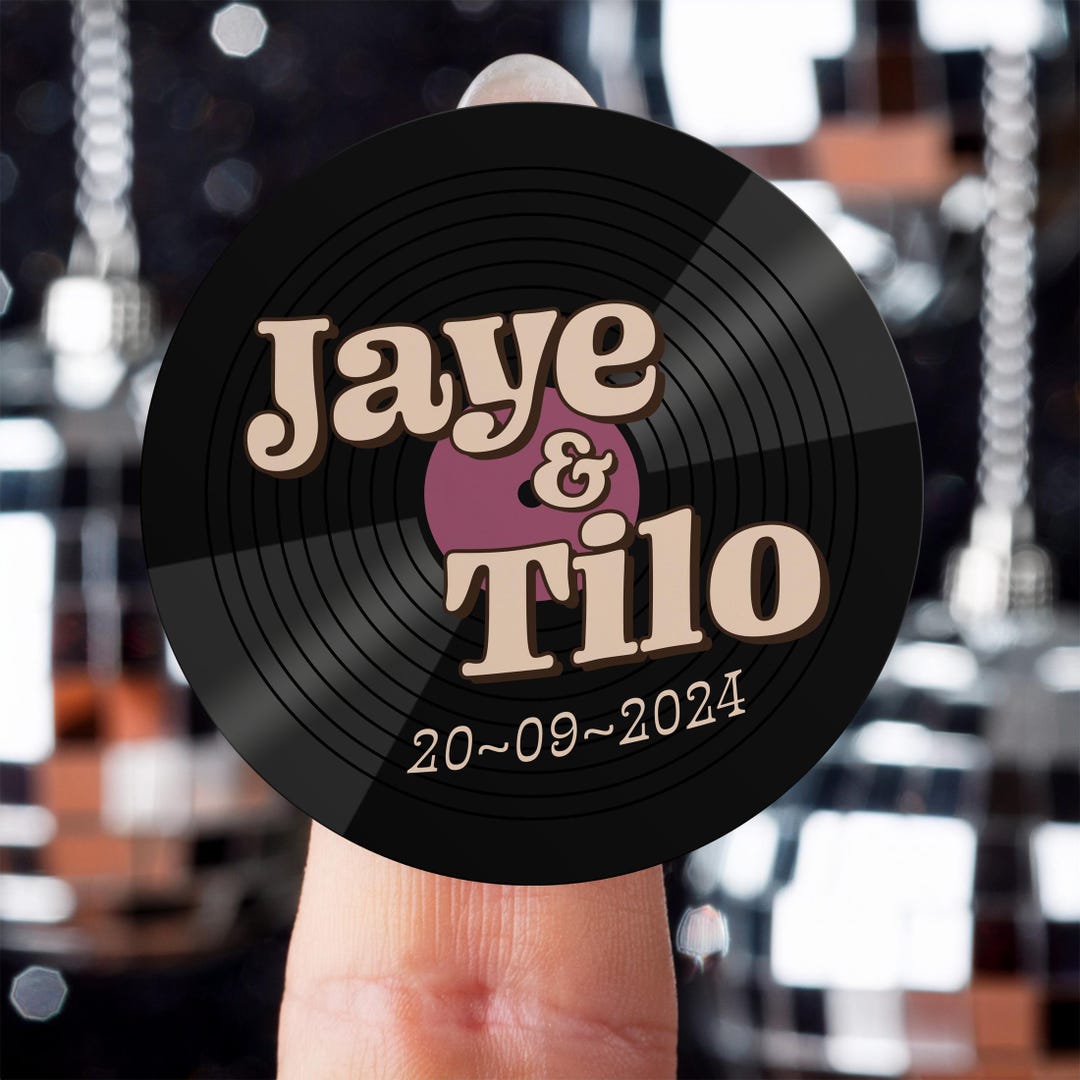 Mini Vinyl Record Stickers, Personalised Wedding Labels, Custom Retro ...