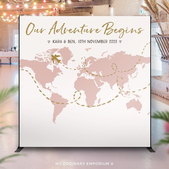 Travel Theme Party Backdrop Map Wedding Engagement Banner | Etsy