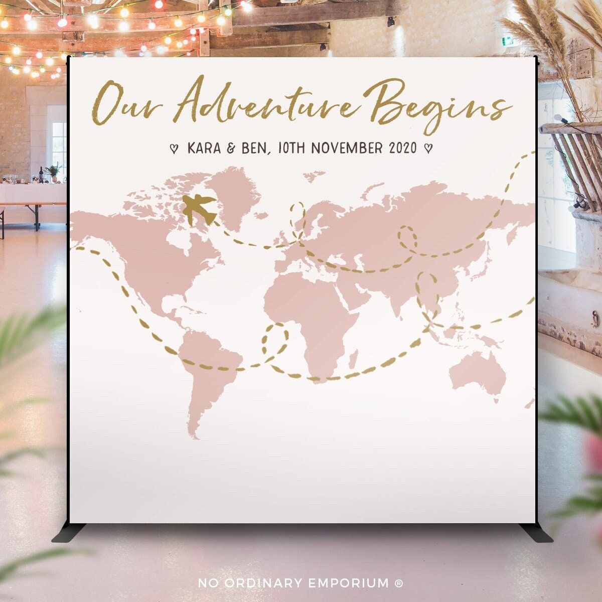 Travel Theme Party Backdrop Map Wedding Engagement Banner | Etsy