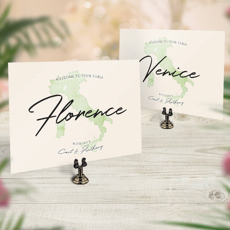 Travel Theme Table Name Cards for Destination Wedding, Countries ...