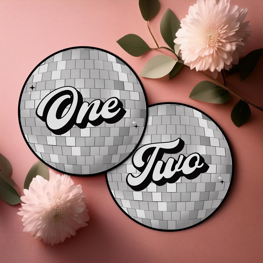 Disco Table Cards, Retro Wedding Table Names, Groovy Table Signs, Round ...