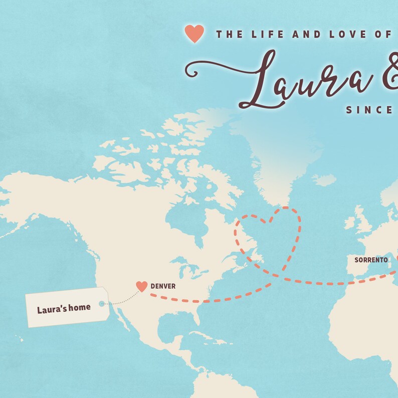 Long Distance Relationship Map Across the Miles Gift Miles - Etsy