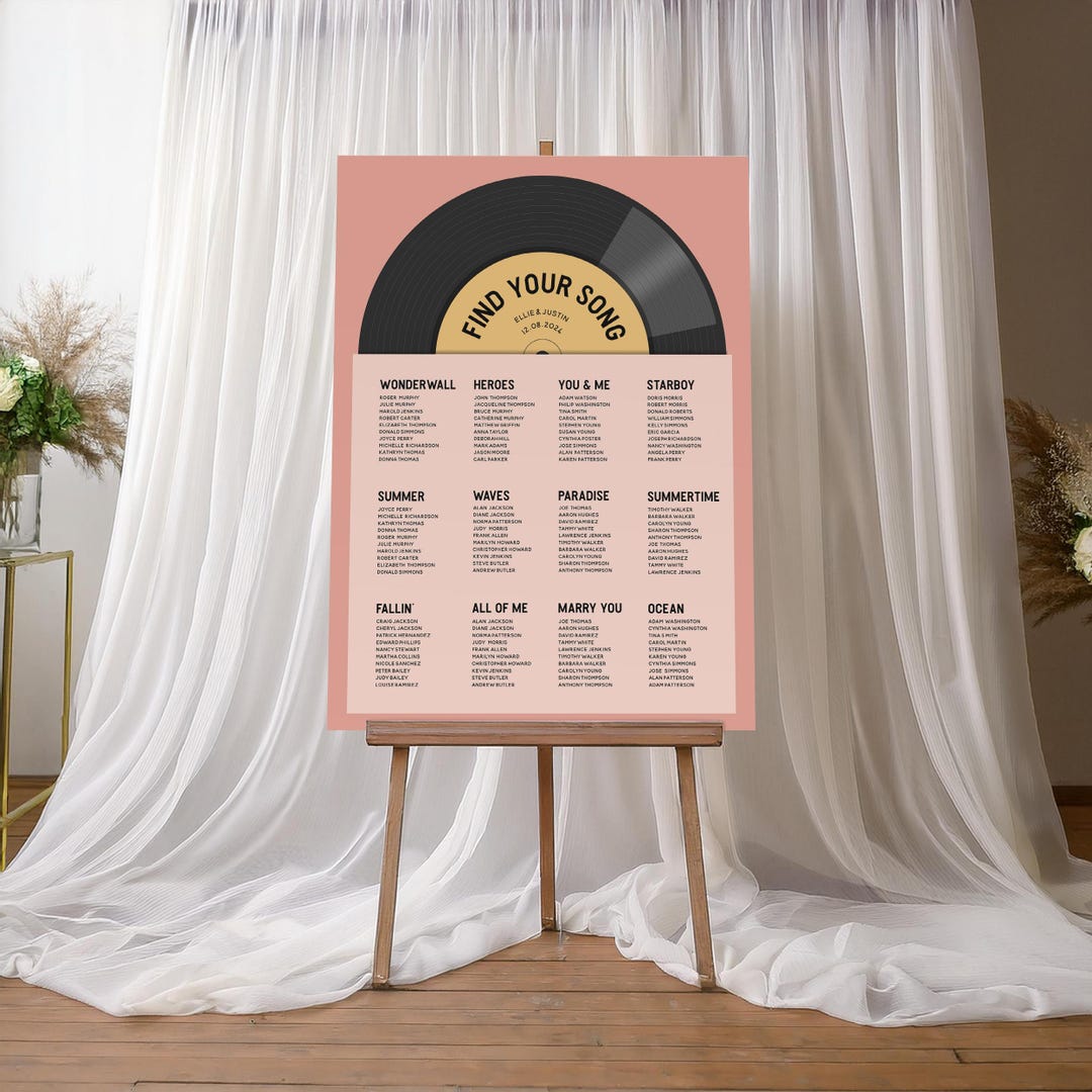 Record Table Plan, Album Seating Chart, Large Vinyl Seating Plan, Music ...