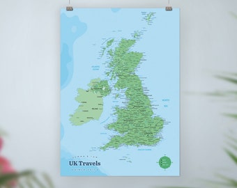 UK Pin Map Push Pin Board Places Been Britain United | Etsy