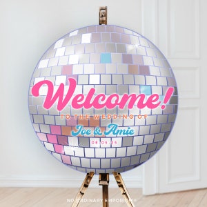 Disco Ball-style Welcome Sign, Glitterball Sign, Wedding Disco Party ...