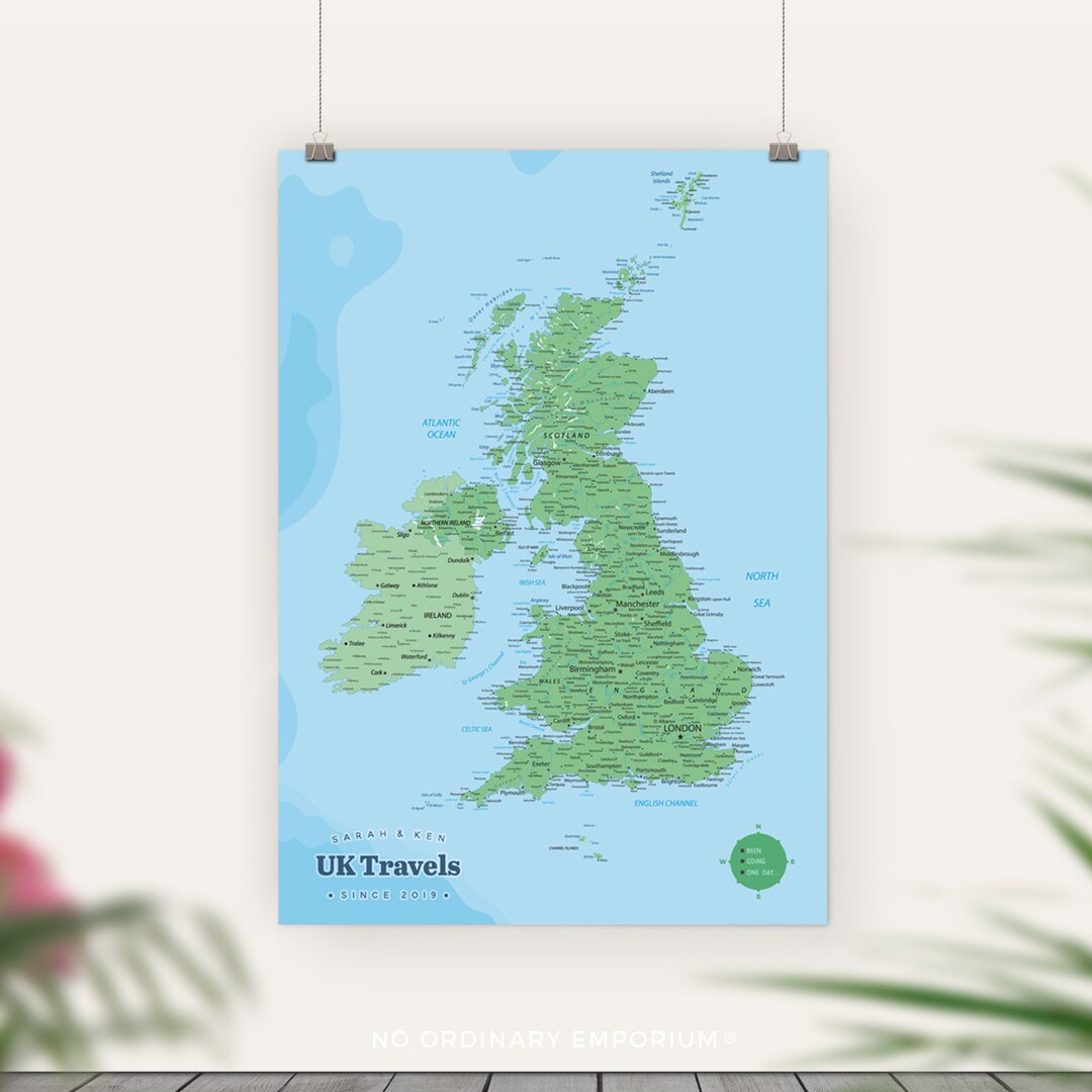 UK Push Pin Board Map, Places Been United Kingdom, UK Travels Map Gift ...