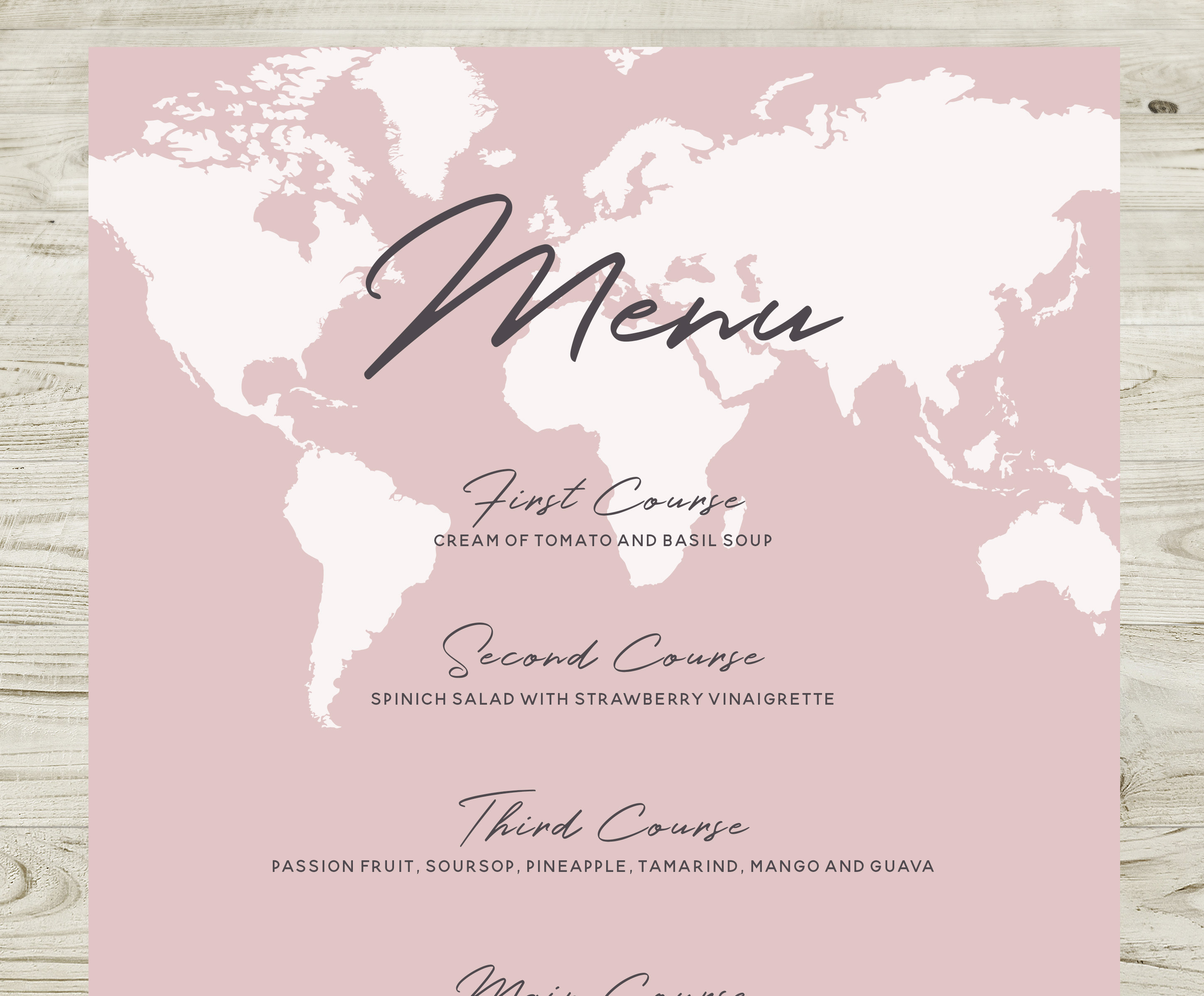 Travel Theme Wedding Menus Travel Theme Menu World Map Menu - Etsy UK