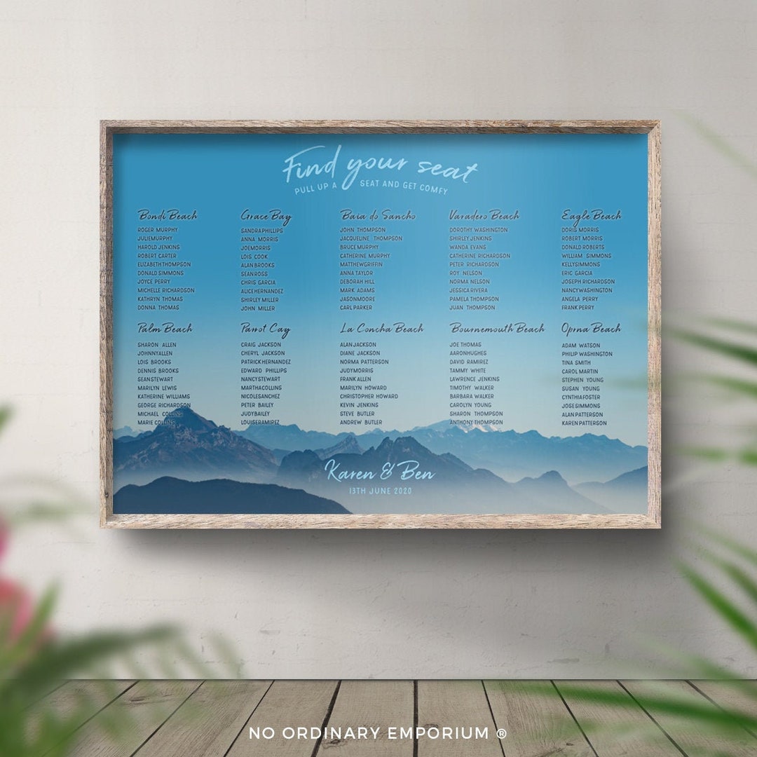 Mountain Seating Chart, Outdoor Theme Wedding, National Park Seating ...