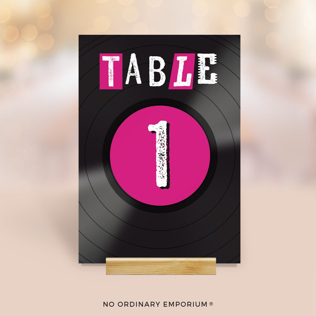 Punk Rock Table Numbers, Vinyl Record Reception Table Decor, Rock Music ...