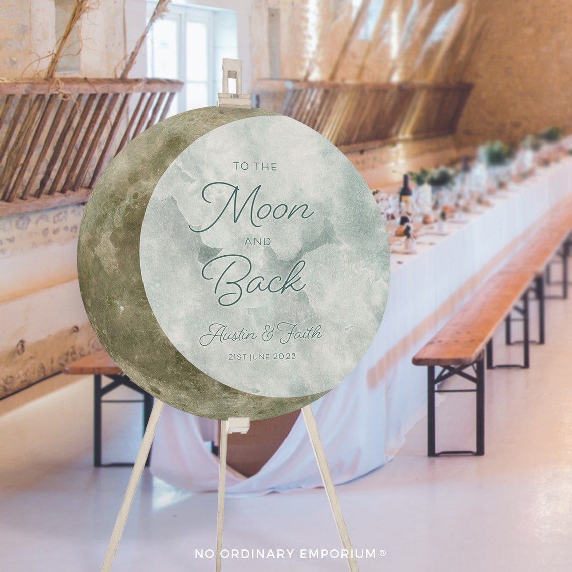 Crescent Moon Wedding Welcome Sign Celestial Stars Galaxy | Etsy