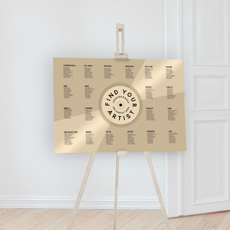 Record Table Plan, Vinyl Seating Chart, Music Theme Wedding, Disco ...