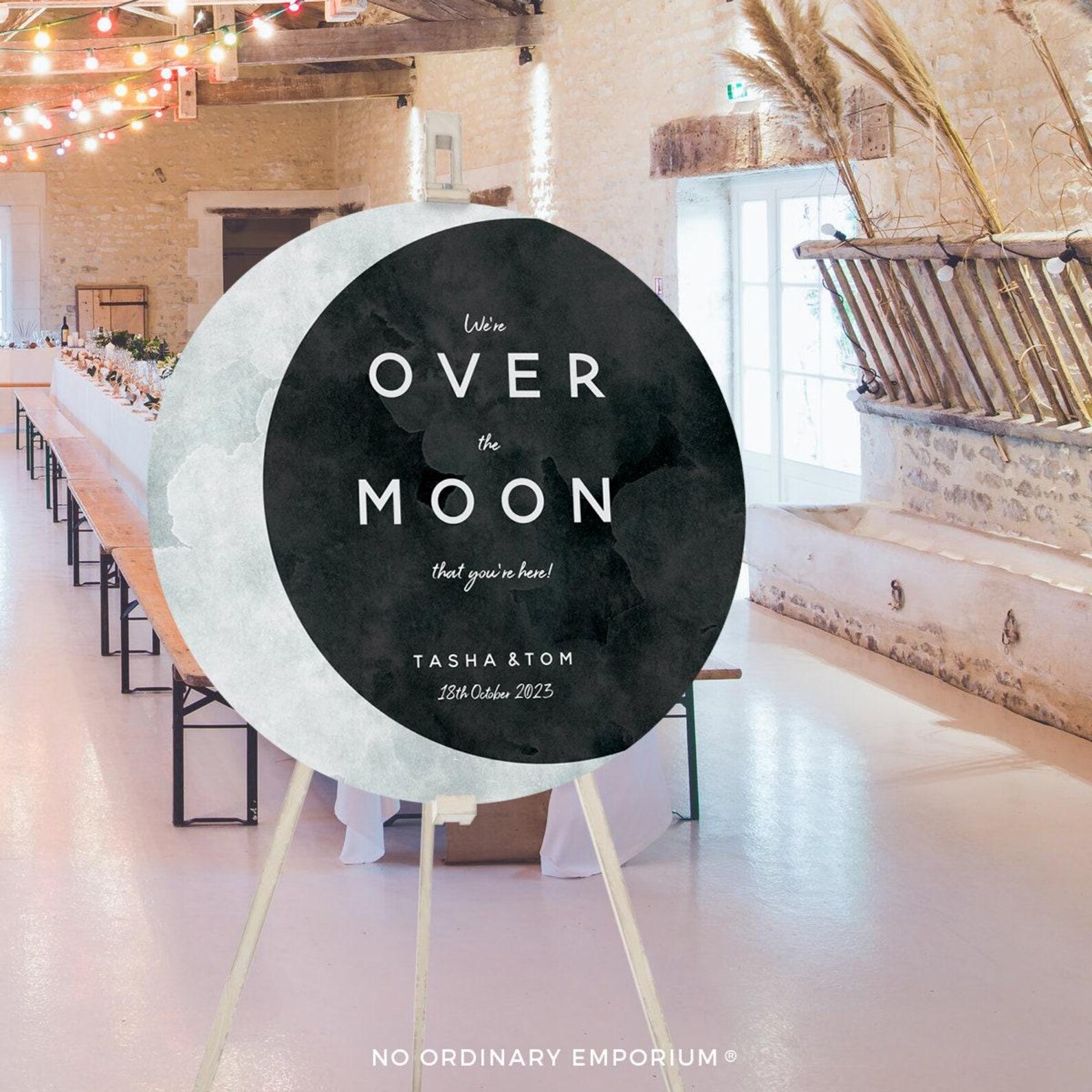 Crescent Moon Wedding Welcome Sign, Celestial Stars Galaxy Wedding ...