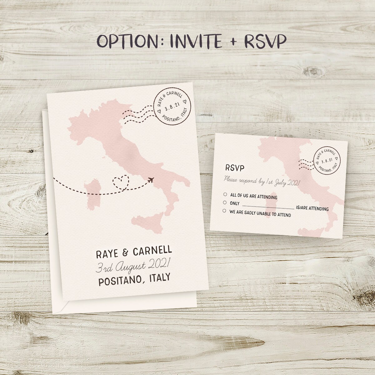 Italy wedding invitation Travel wedding invites Destination | Etsy