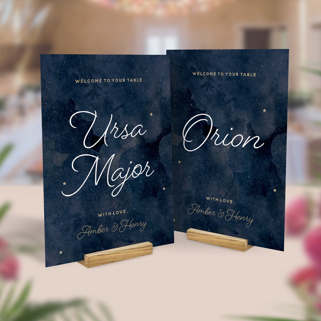 Moon and Stars Table Name Number Cards, Celestial Wedding Theme Decor ...