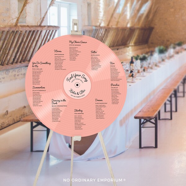 Record Wedding Seating Chart - Etsy