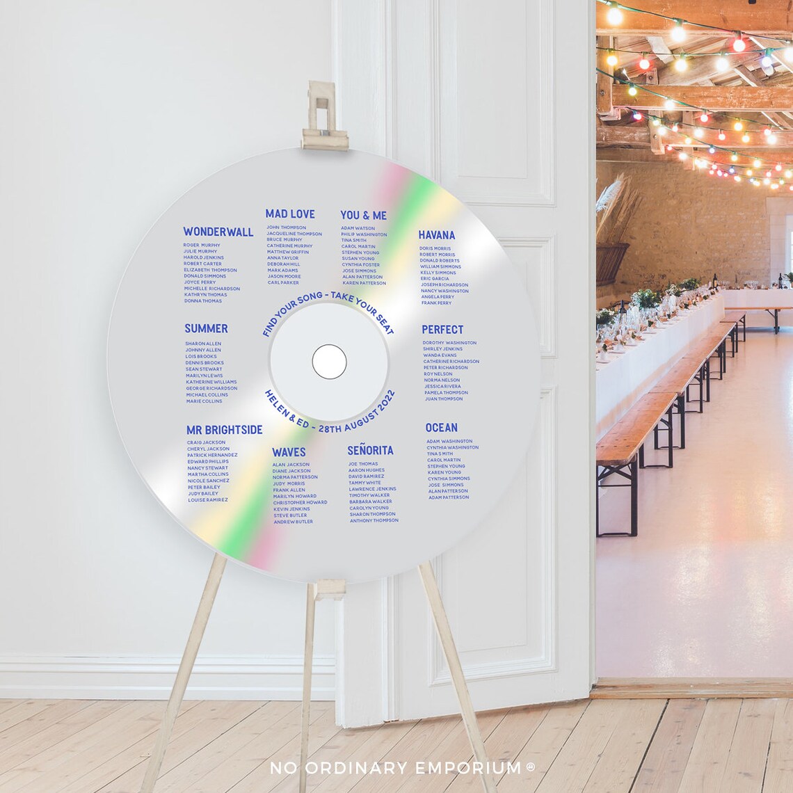 CD Table Plan, Large Compact Disc Seating Chart, 1990s Music Wedding ...