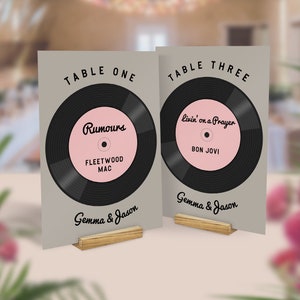 Music Theme Table Numbers, Vinyl-style Record Wedding Table Numbers ...