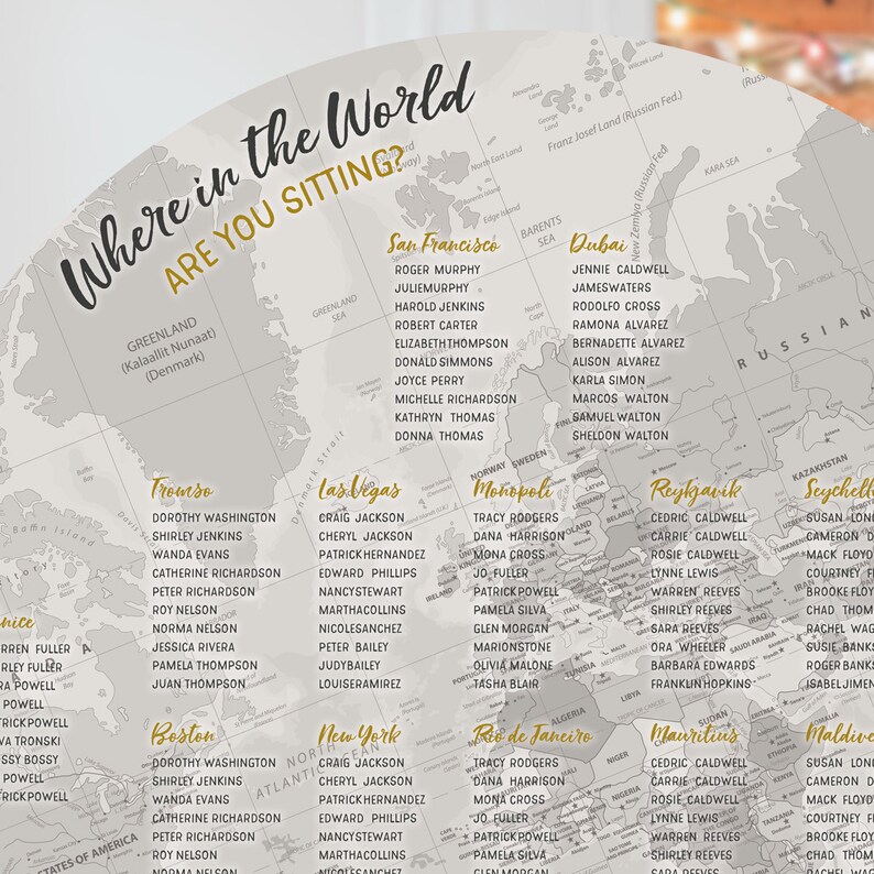 Globe Seating Chart Flat Circular Map Table Plan World - Etsy