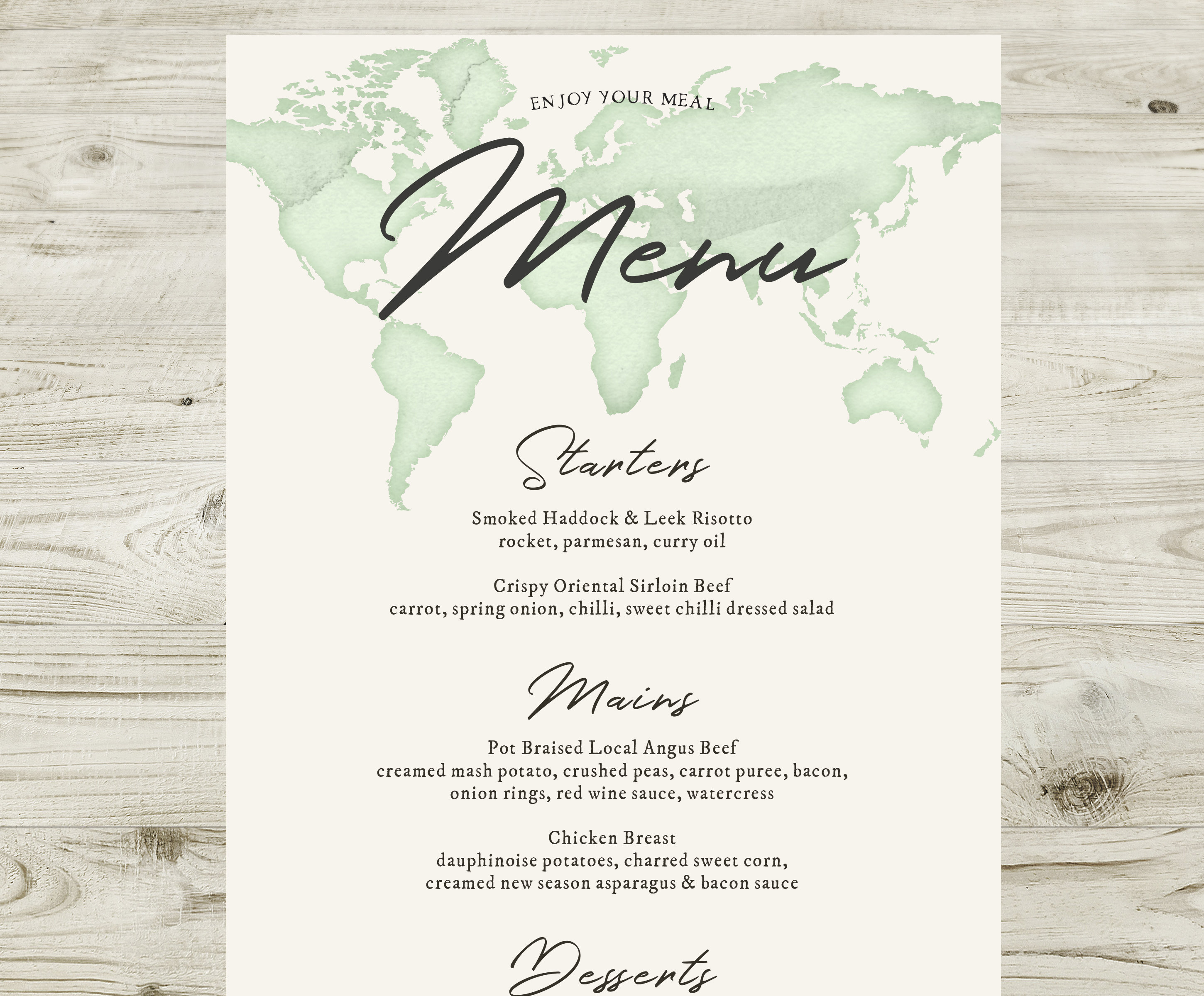 Wedding Menus Travel Theme, Travel Theme Menu, World Map Menu, Wedding ...