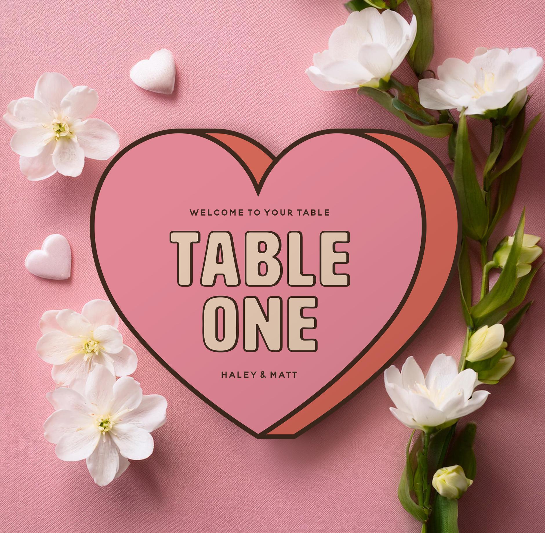 Retro Heart Table Numbers: Unique Wedding Table Name Cards - Etsy
