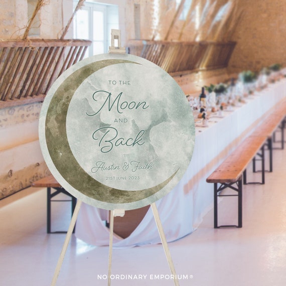 Celestial Crescent Moon Welcome Sign Jewel Theme Green Gold - Etsy UK