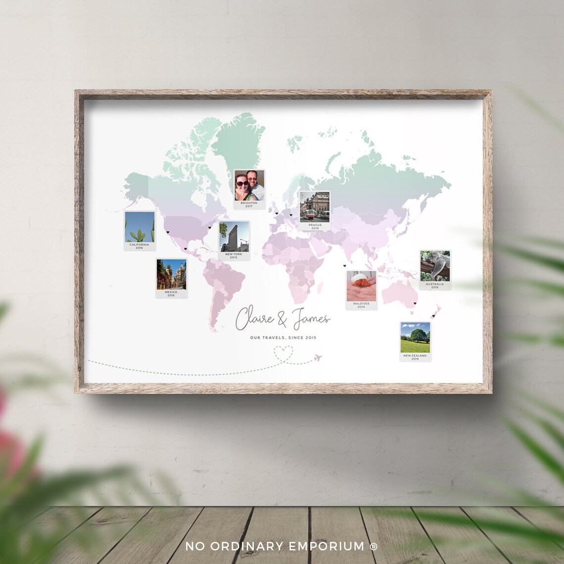 Travel Map Photo Collage Places Been Map Travel Gifts for | Etsy UK