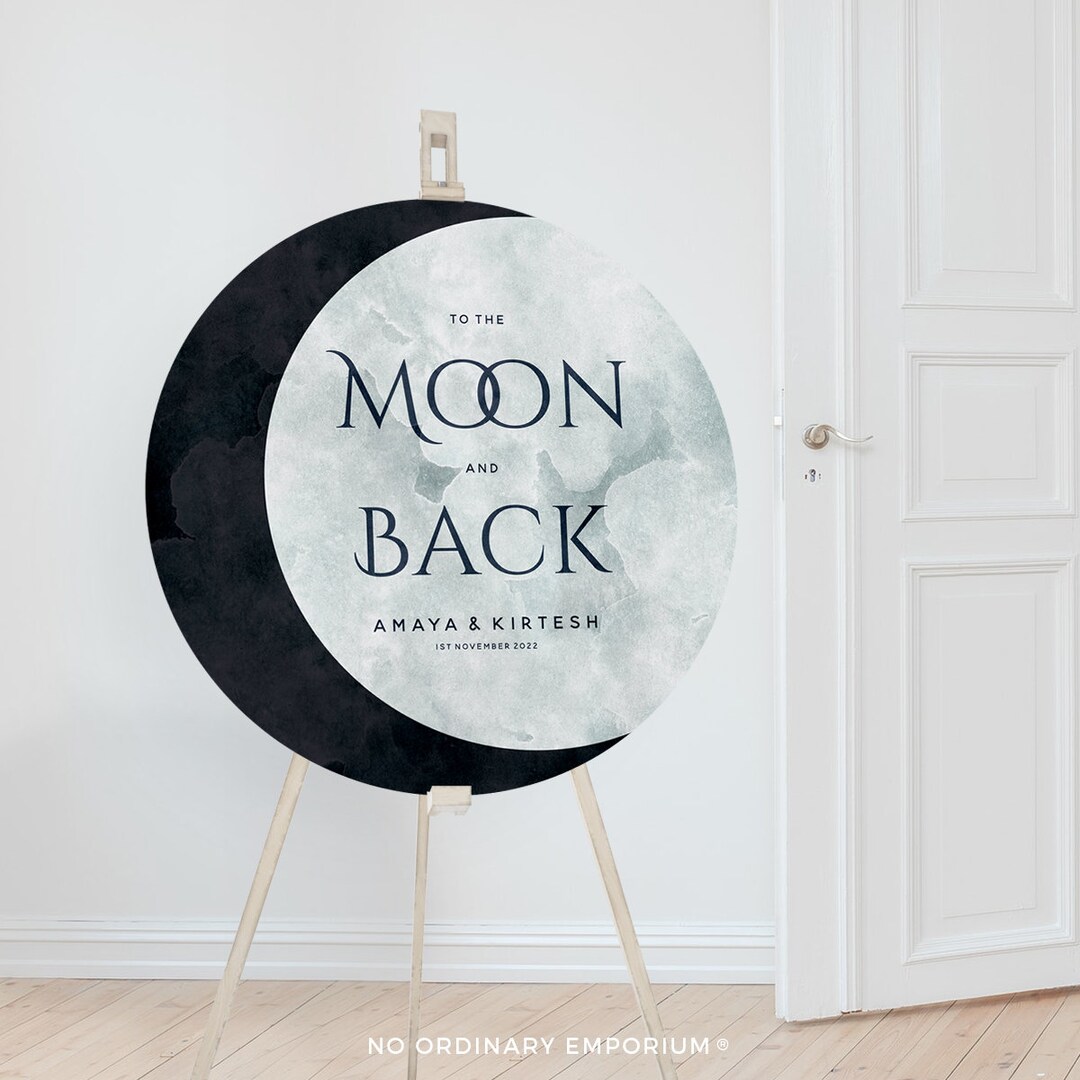 Crescent Moon Wedding Welcome Sign, Celestial Stars Galaxy Wedding ...