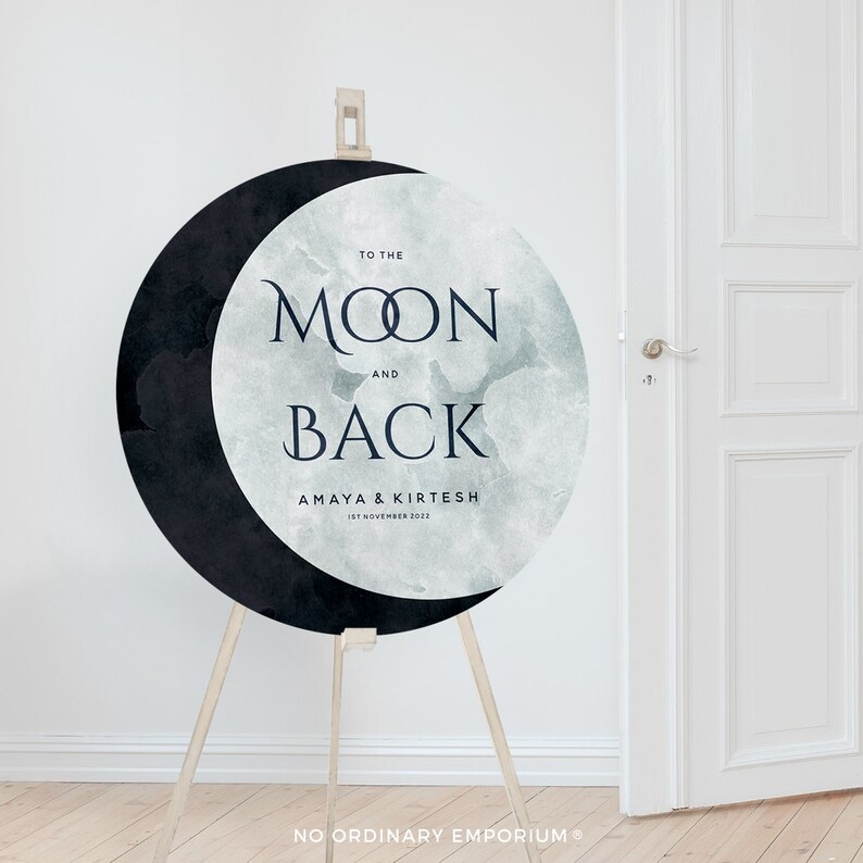 Crescent Moon Wedding Welcome Sign Celestial Stars Galaxy - Etsy