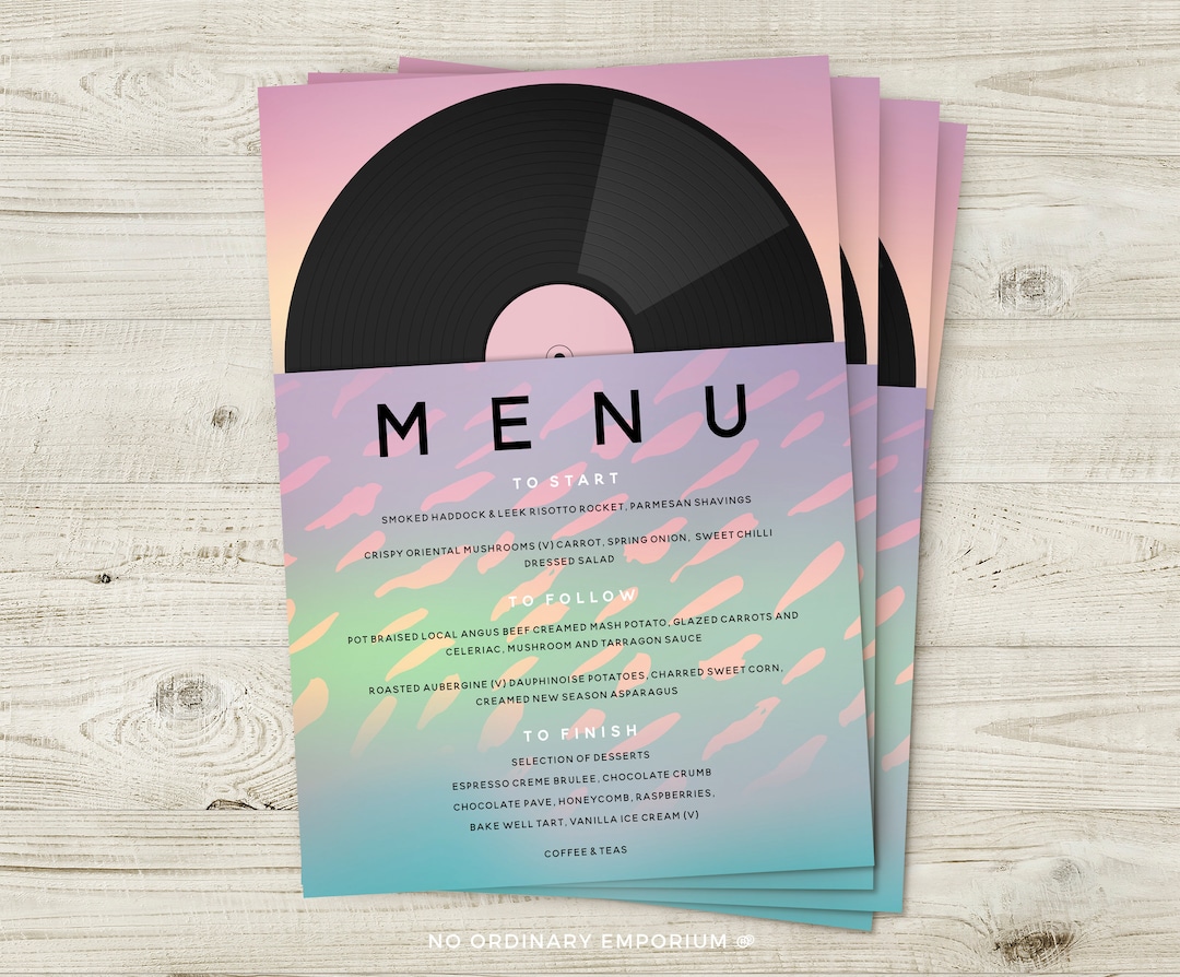 Music Festival Wedding Menus, Rock N Roll Gig Theme, Retro Wedding ...