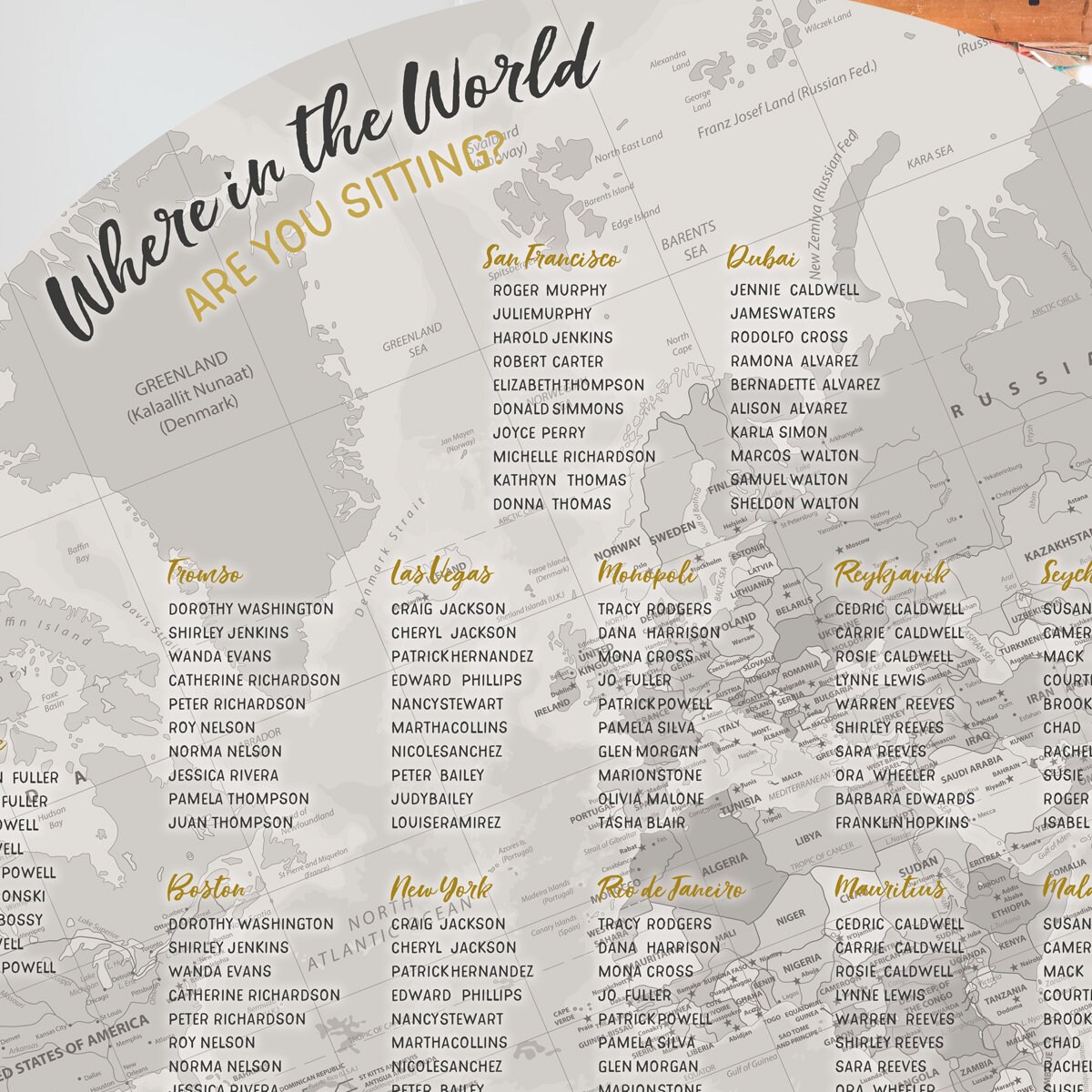 Circular Map Table Plan Flat Globe Seating Chart World | Etsy