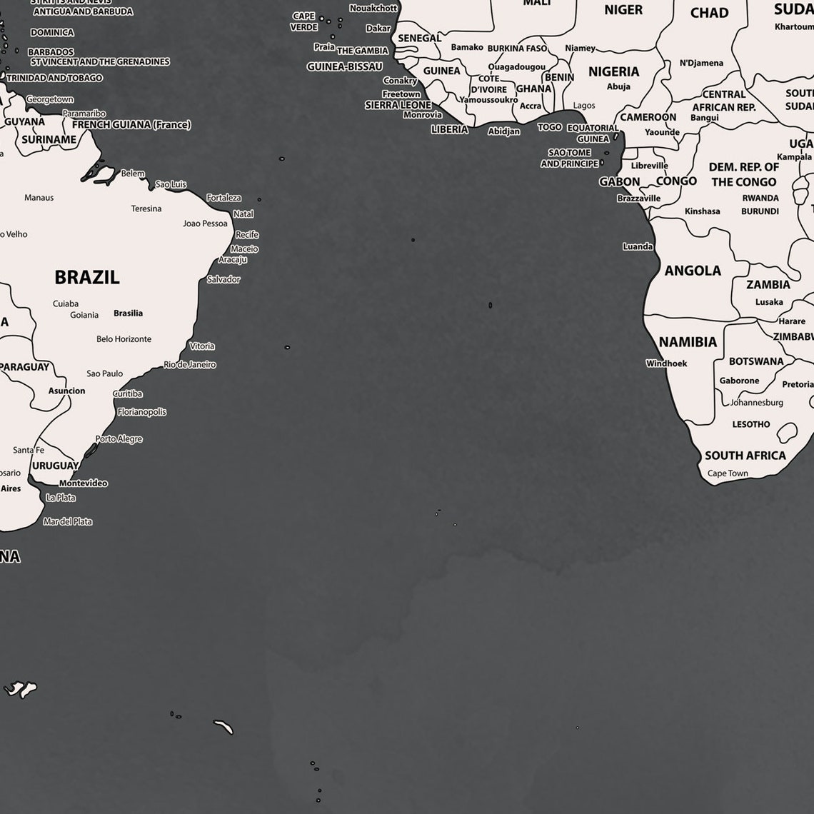 Dark Grey Push Pin World Map Personalised Pin Board Custom | Etsy UK