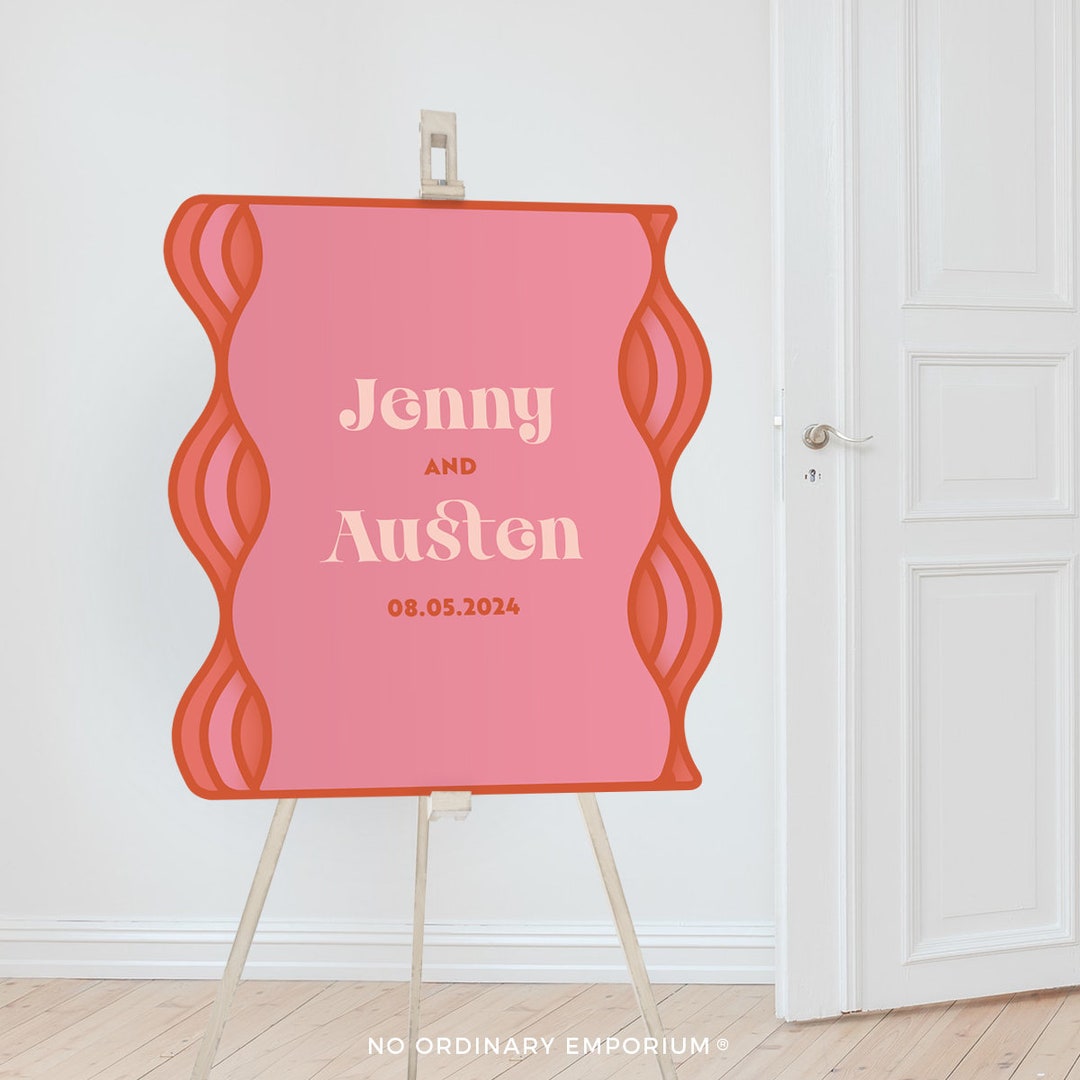 Wavy Retro Sign, Custom Wedding Sign, Fun Wedding Signs, Reception ...