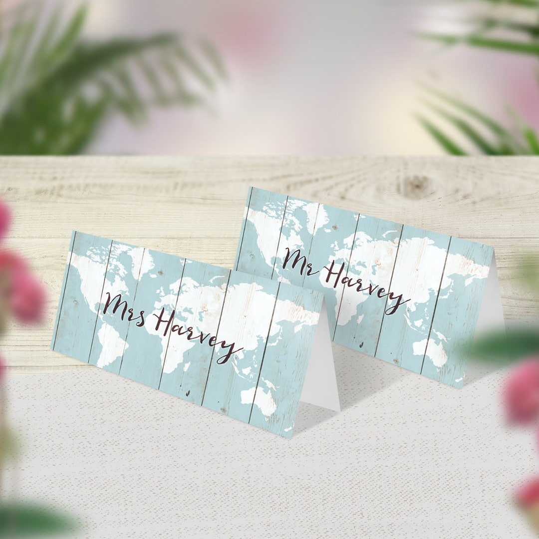 Wedding Place Names Travel Theme Name Cards Place Setting - Etsy