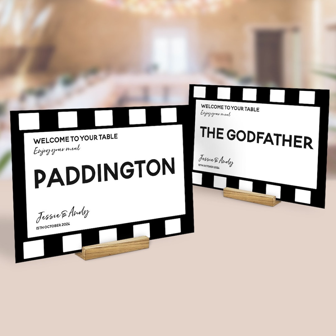 Film Theme Wedding, Retro Table Numbers, Movie Theme Wedding Table Name ...