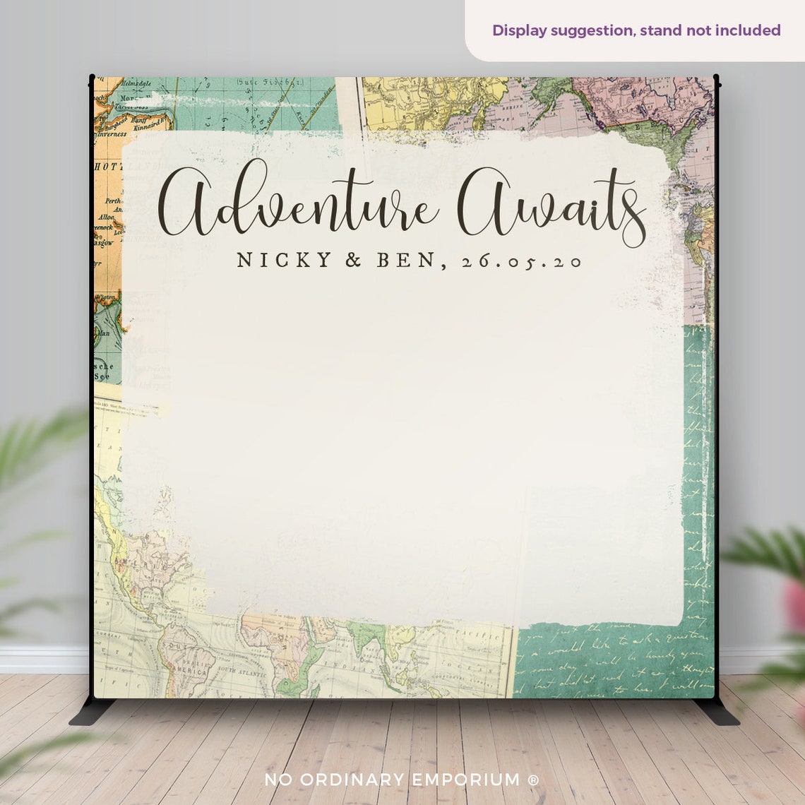Map Theme Backdrop Travel Theme Wedding Engagement Banner - Etsy