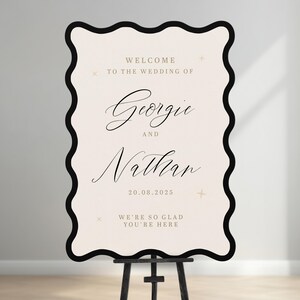 Wavy Retro Sign, Wave Wedding, Wedding Reception Sign, Retro Welcome ...