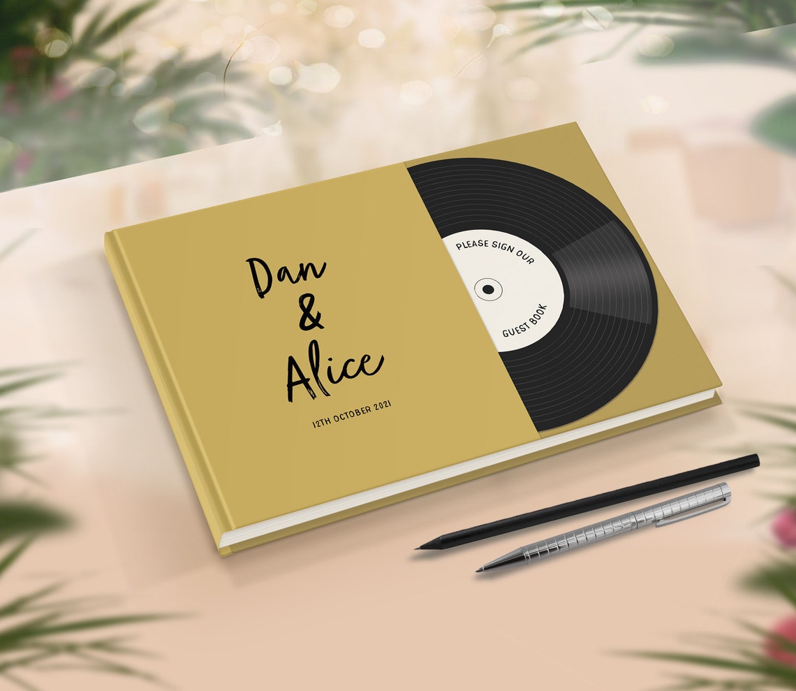Record Guest Book Music Theme Wedding Festival Wedding - Etsy UK