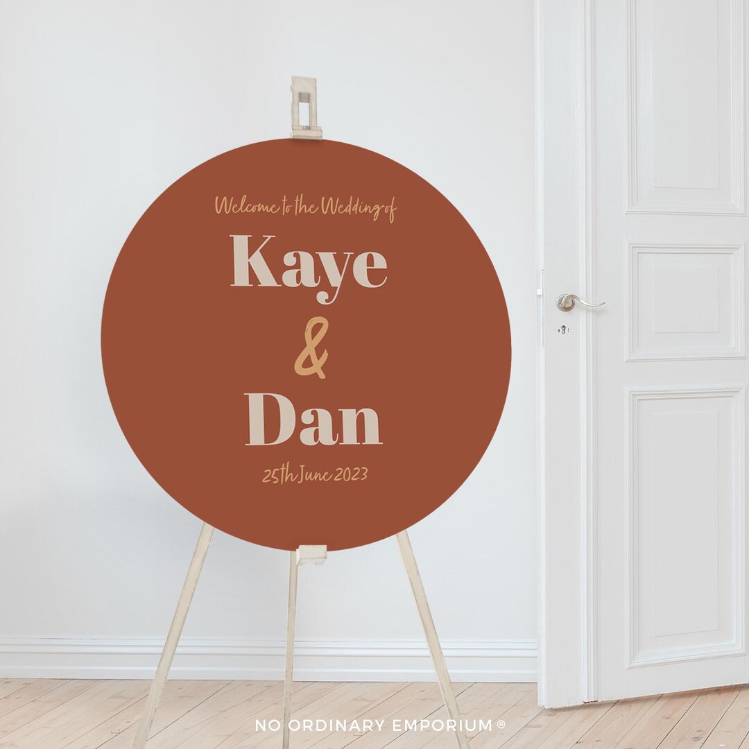 Round Sign, Welcome Wedding Sign, Birthday Party Sign, Engagement Sign ...