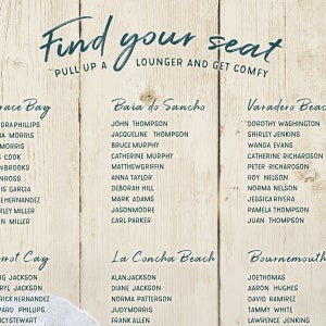 Beach Wedding Seating Chart, Ocean Theme Table Plan, Destination ...