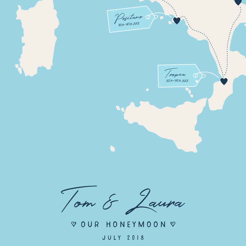 Honeymoon memory gift Travel map Anniversary map gift | Etsy