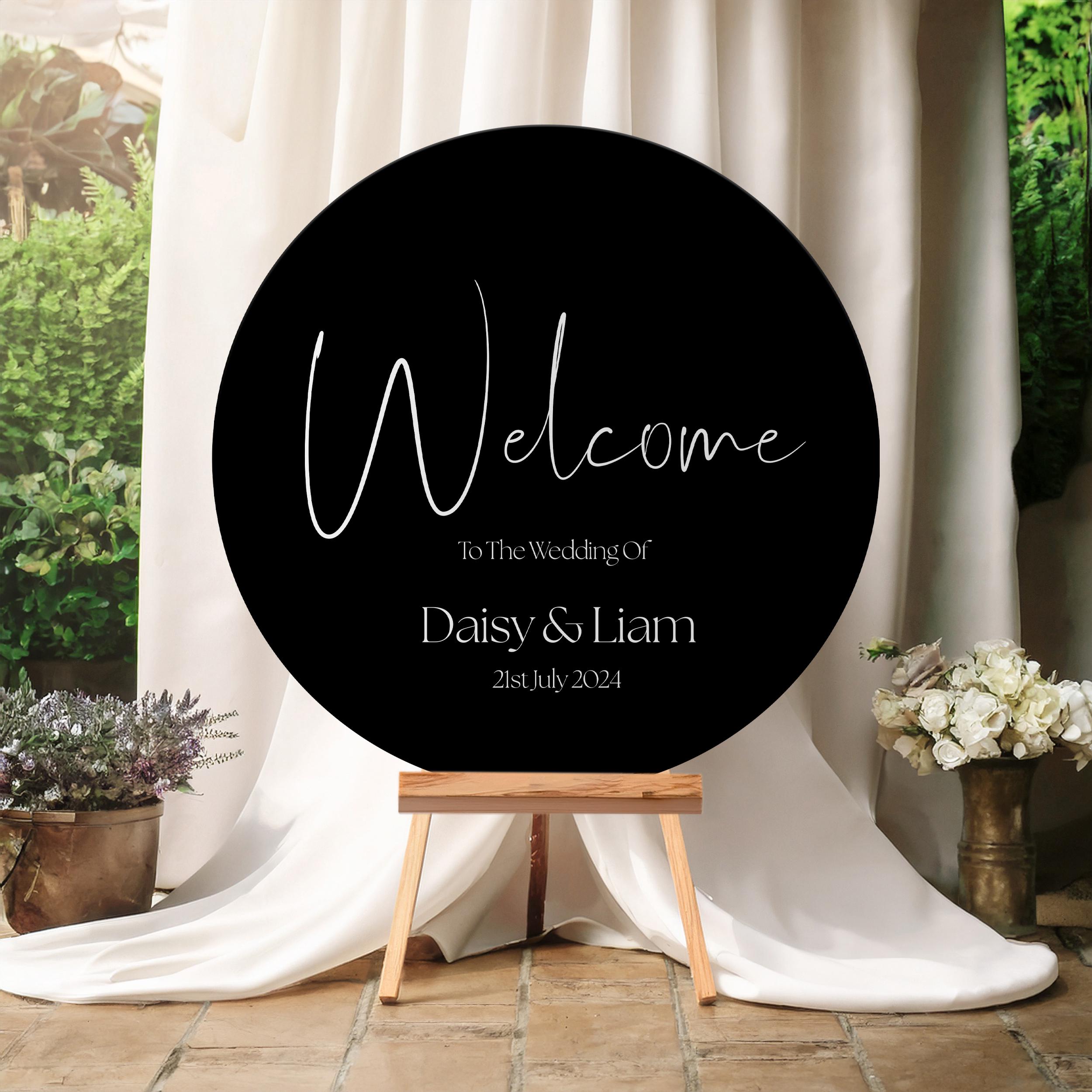 Sage Green Round Wedding Sign, Hello Welcome, Burnt Orange, Engagement ...