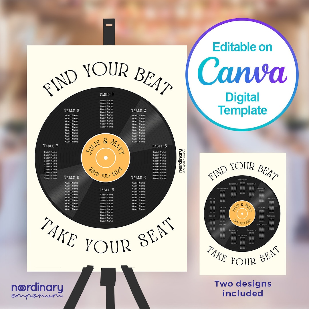 Vinyl Record Table Plan, Canva Editable Digital Template Download, A1 ...