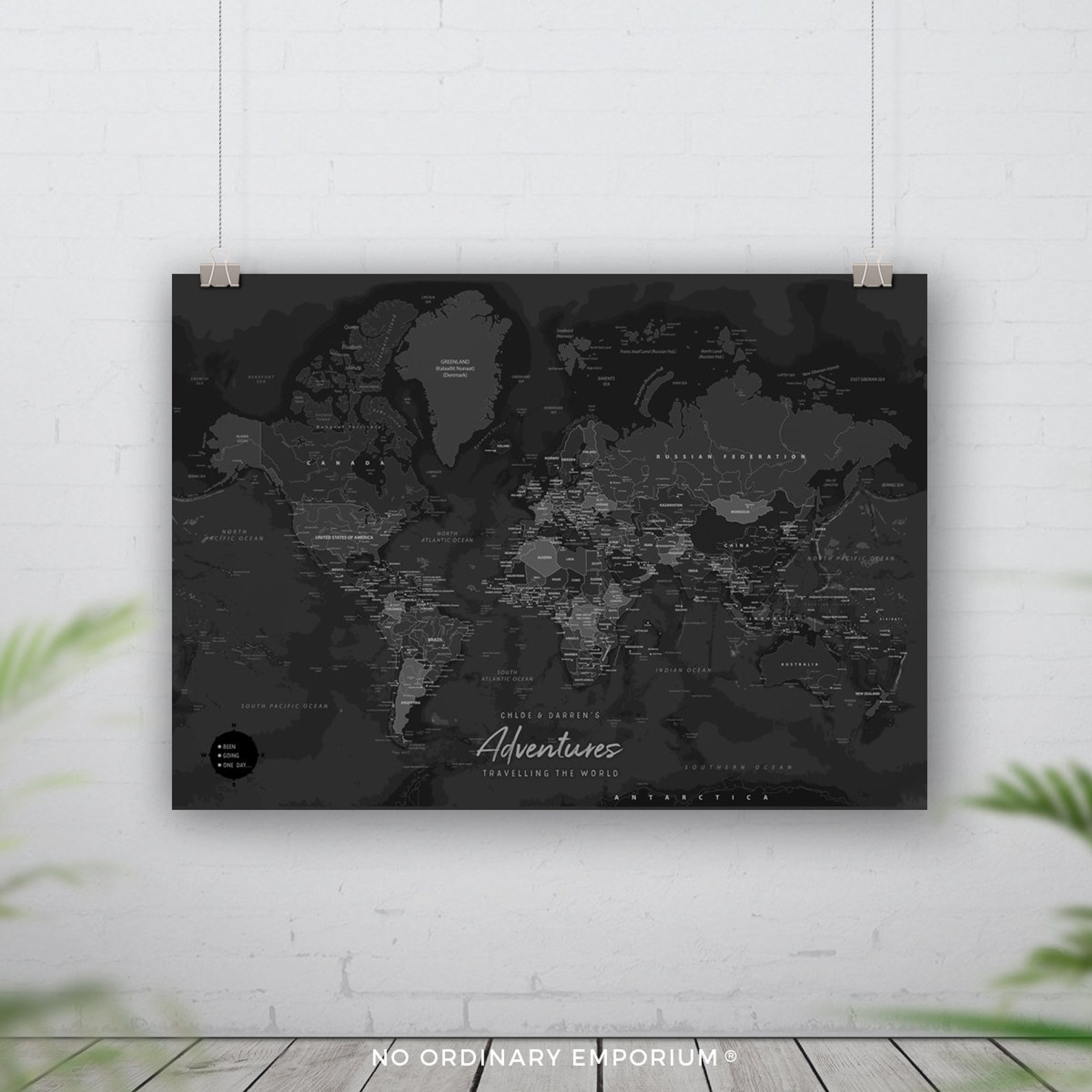 Dark Grey world map pin board Travel map push pin Places | Etsy