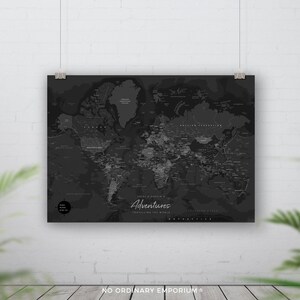 Dark Grey World Map Pin Board, Travel Map Push Pin, Places We've Been ...
