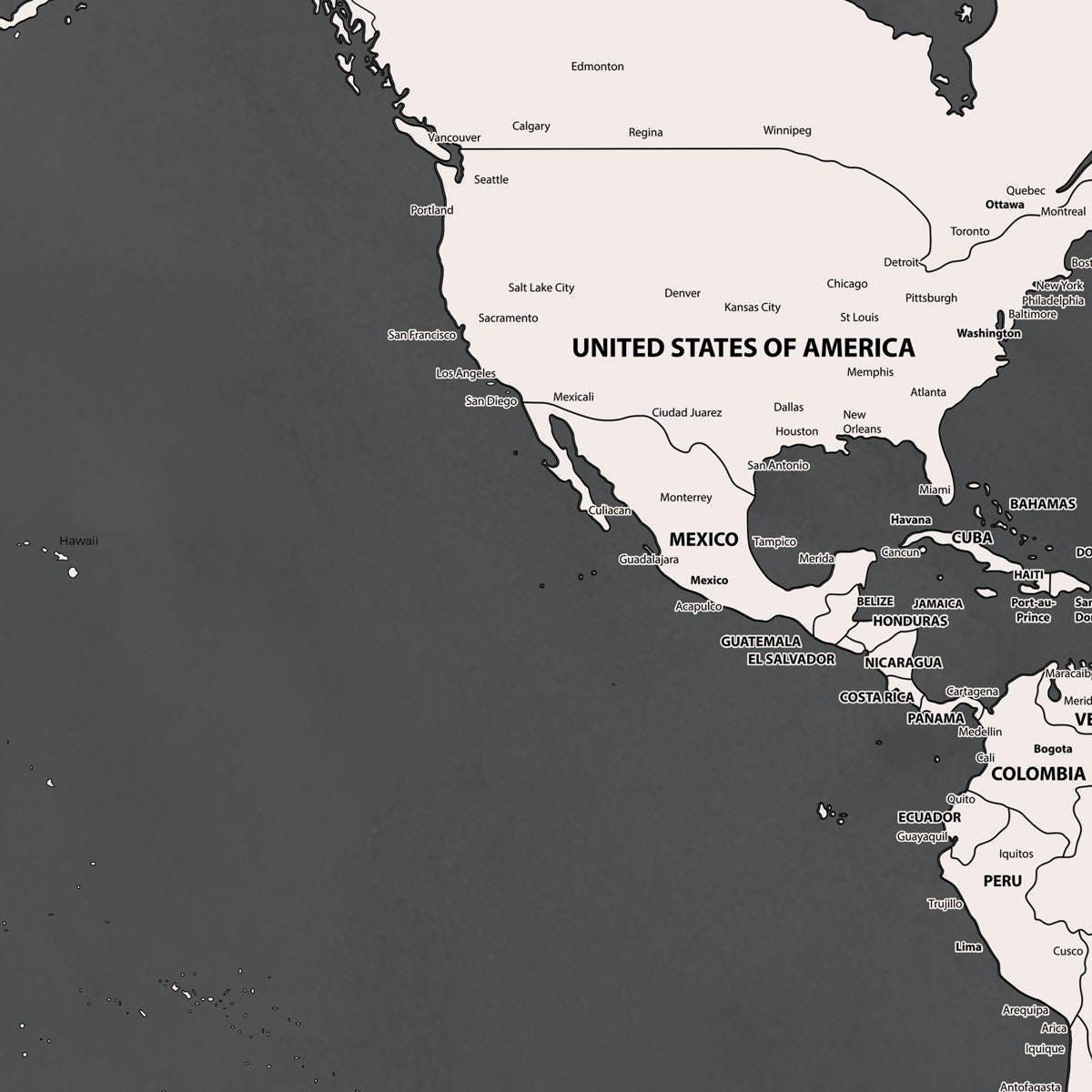 Dark Grey Push Pin World Map Personalised Pin Board Custom - Etsy UK