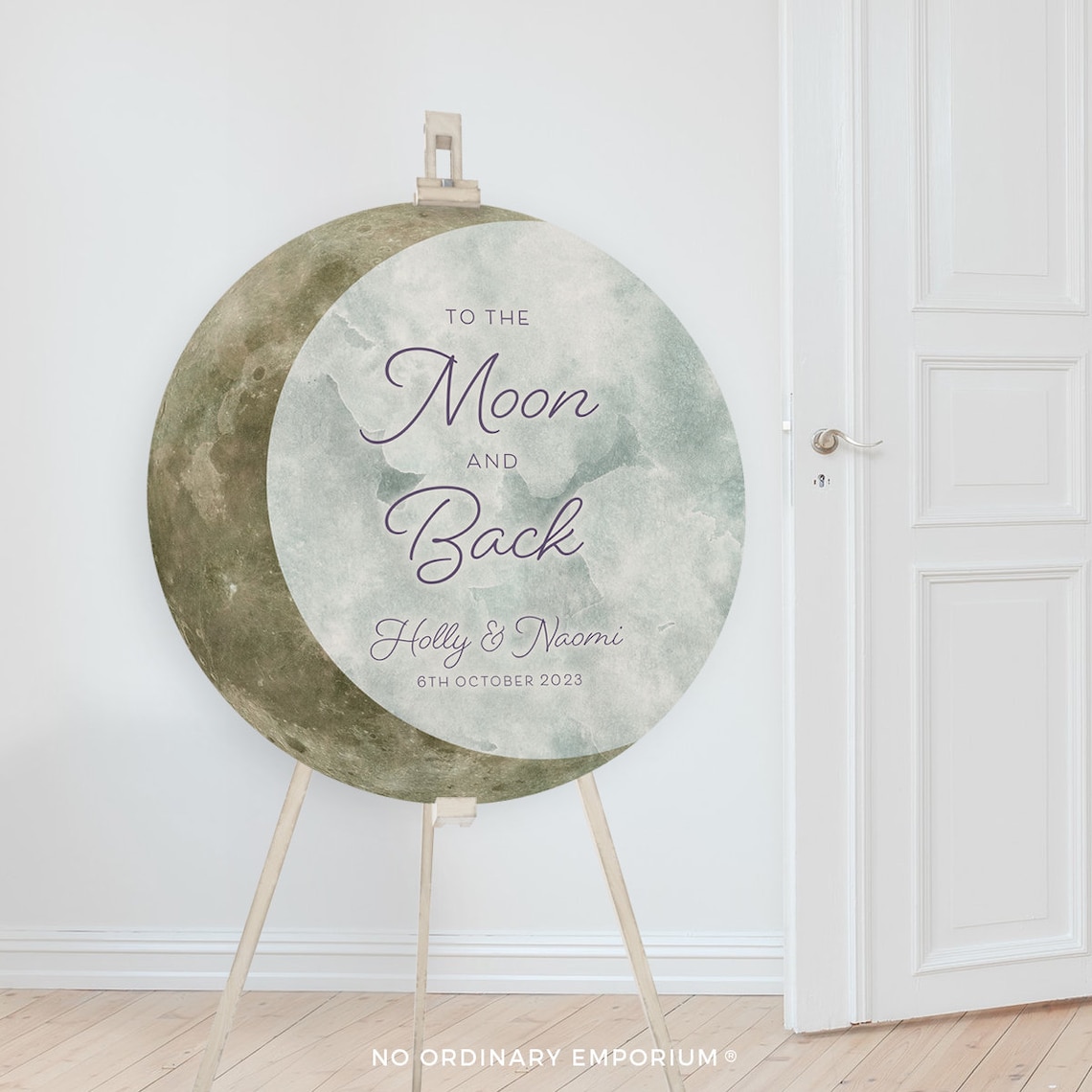 Crescent Moon Wedding Welcome Sign Celestial Stars Galaxy | Etsy