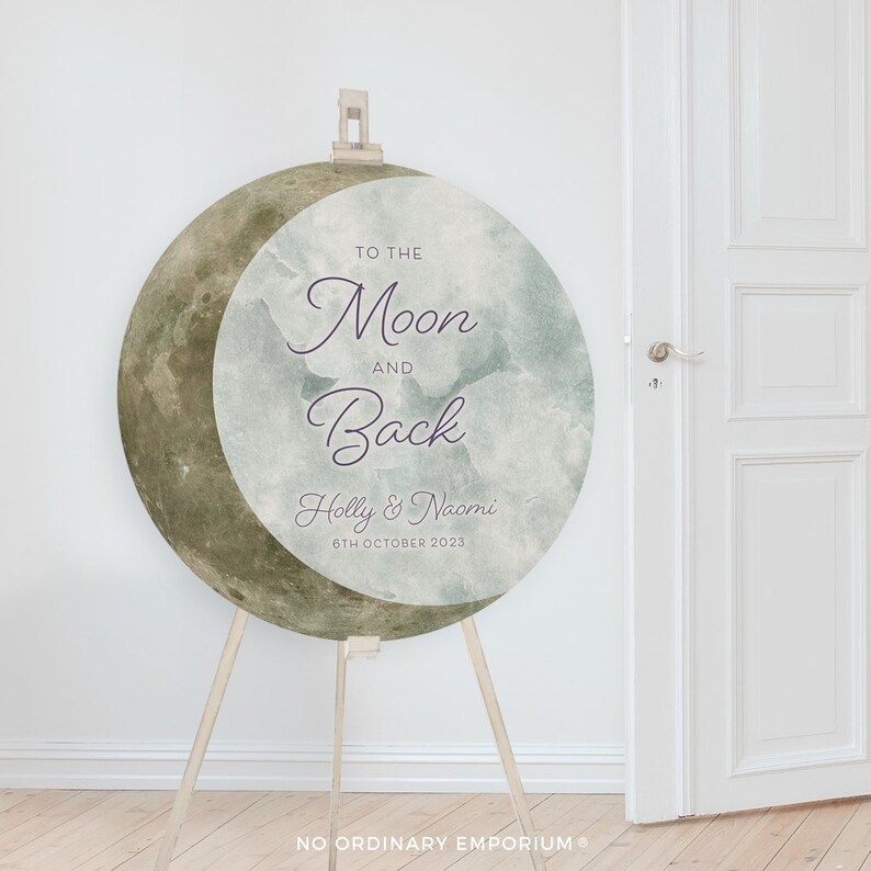 Crescent Moon Wedding Welcome Sign Celestial Stars Galaxy | Etsy